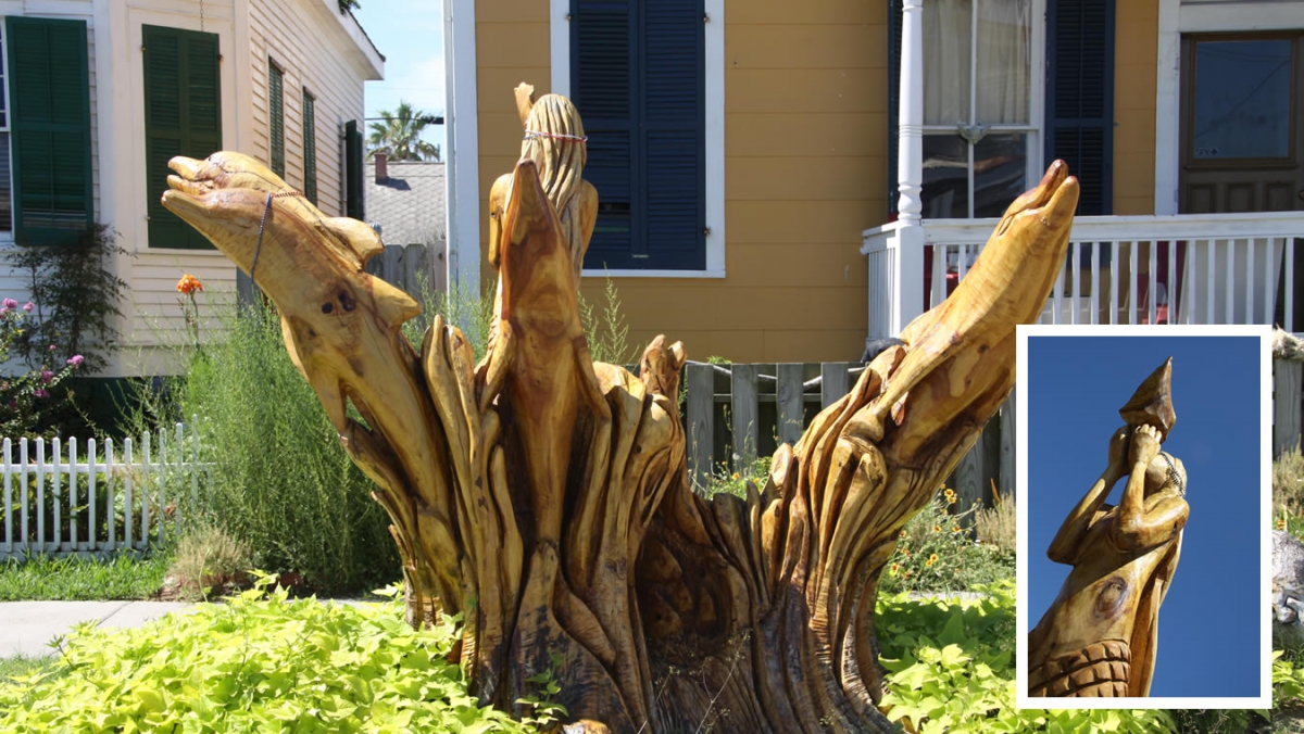 GALVESTON.COM: Tree Sculpture: "Pod of Dolphins and Mermaid ...